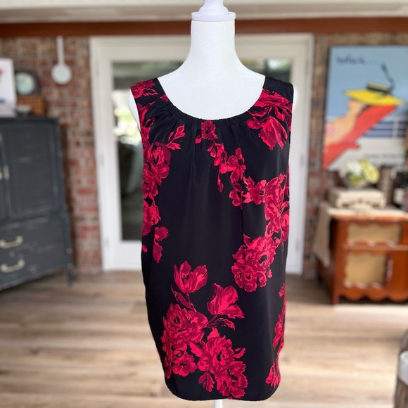 croft & barrow | Tops | Croft Borrow Blouse Xl Black And Red Floral ...